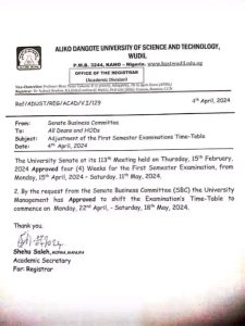 Aliko Dangote University of Science and Technology Wudil has extended ...